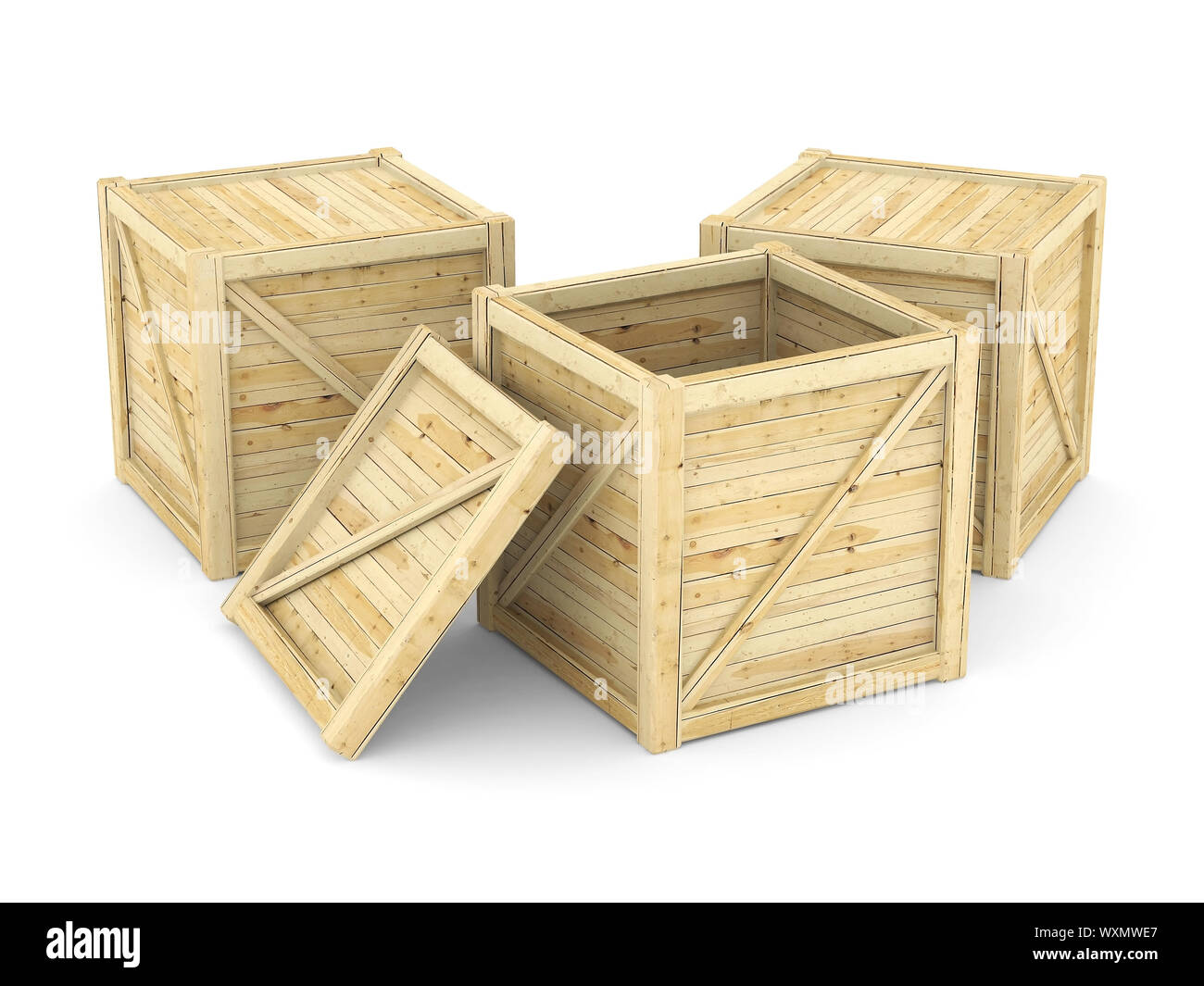 wooden crate isolated on white background Stock Photo - Alamy