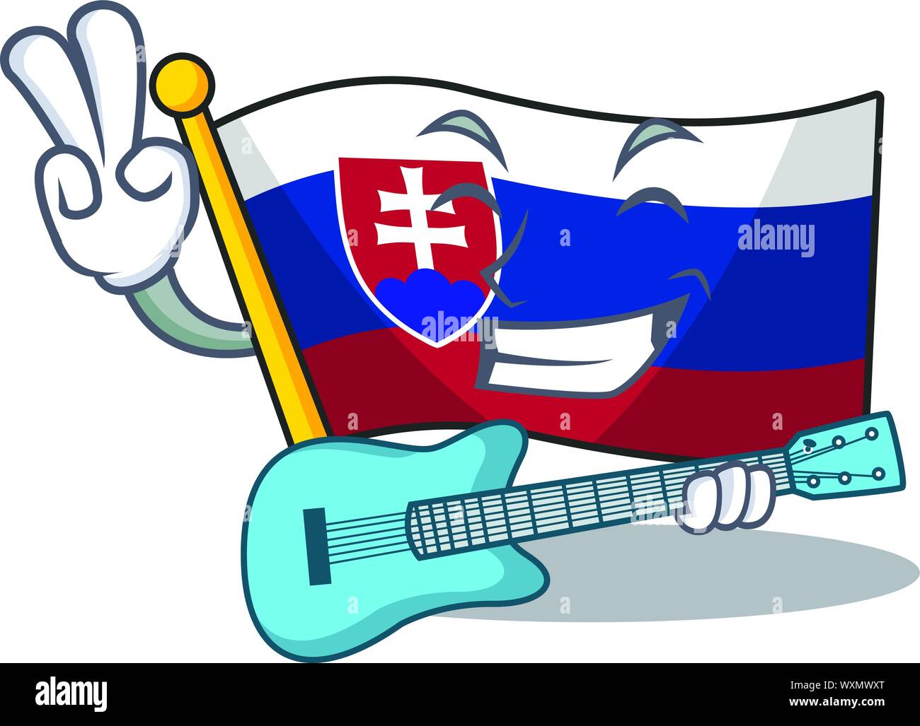 With guitar flag slovakia isolated in the cartoon Stock Vector Image ...