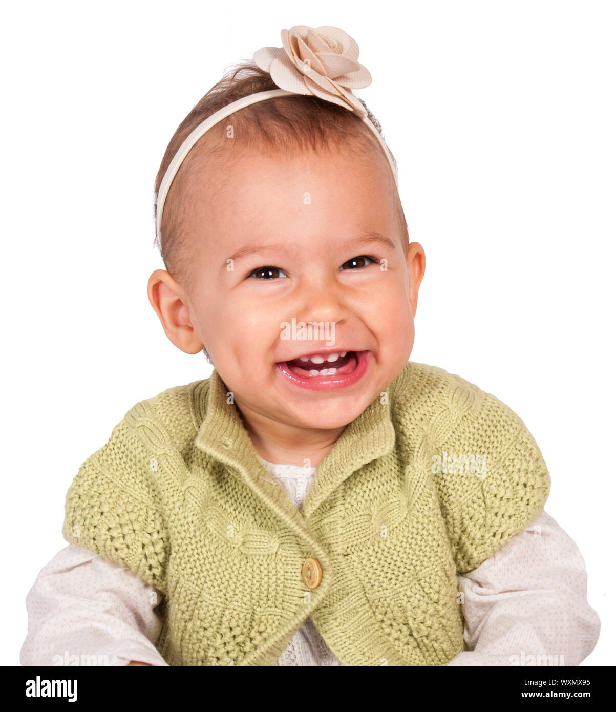 Happy little baby smileing isolated on white background Stock Photo - Alamy