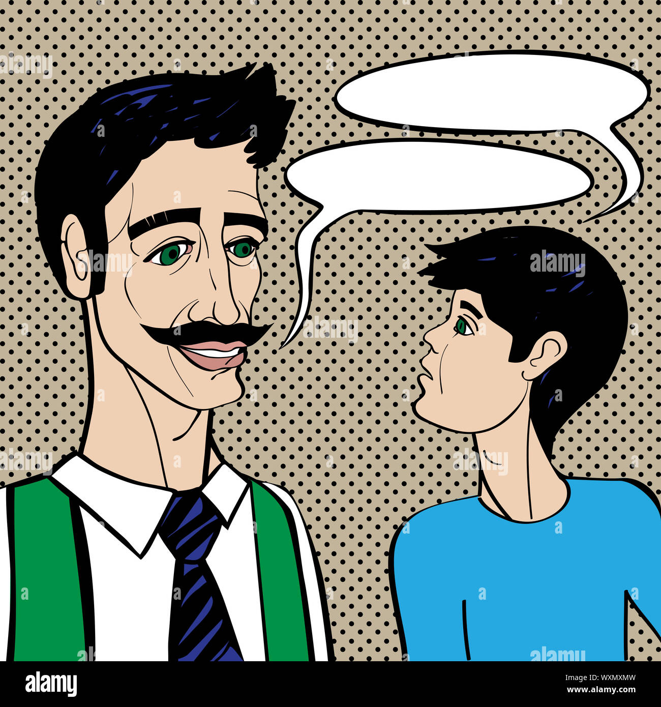 Father And Son Talking Drawing