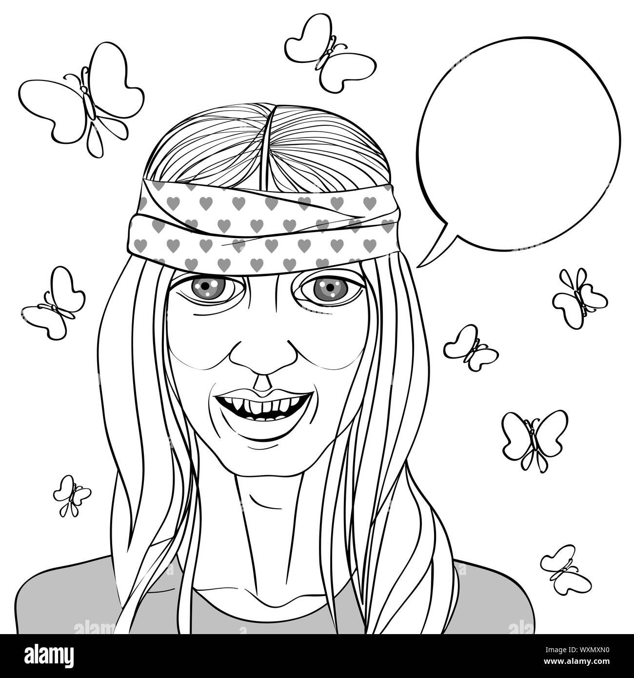 Hippie Girl Drawing