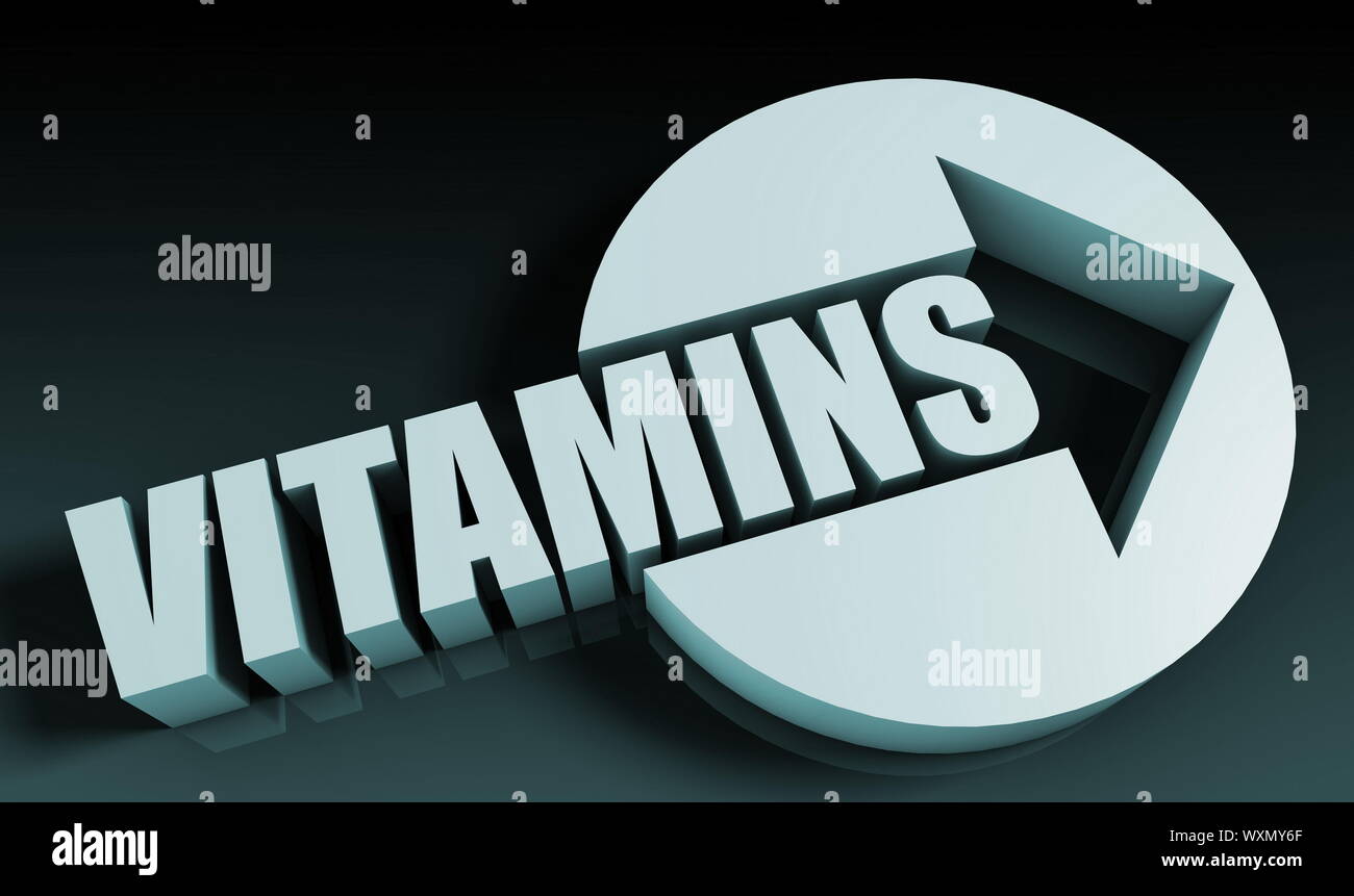 Vitamins Concept With an Arrow Going Upwards 3D Stock Photo - Alamy