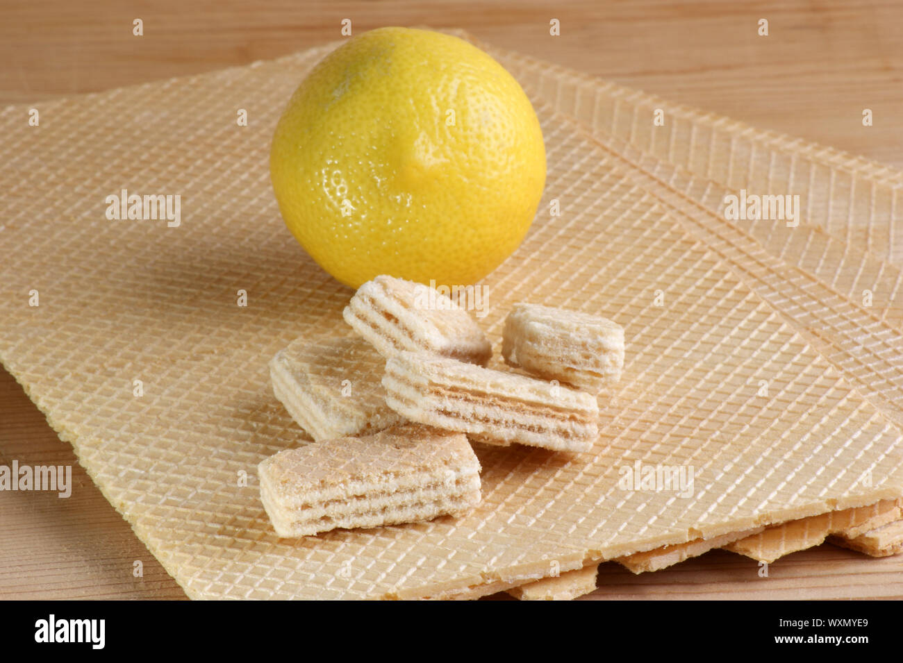 home made wafer with organic lemon cream Stock Photo - Alamy