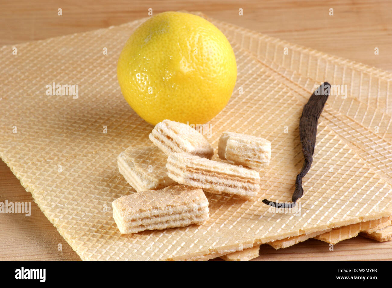 home made wafer with organic lemon cream Stock Photo - Alamy