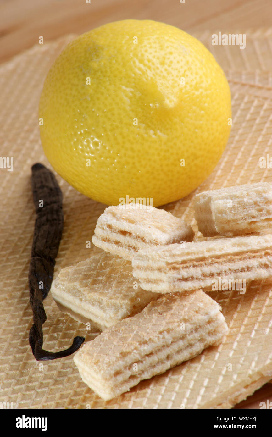 home made wafer with organic lemon cream Stock Photo - Alamy