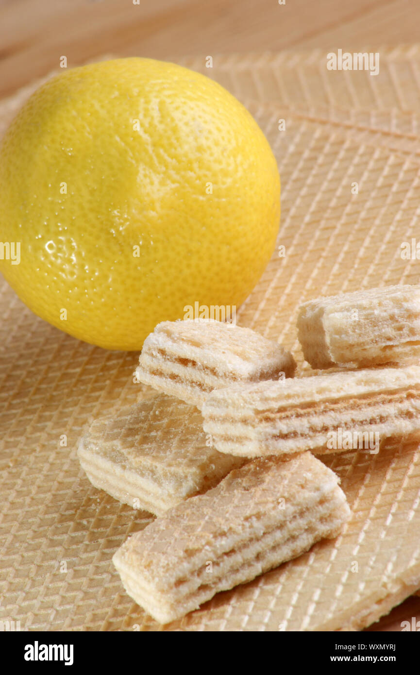 home made wafer with organic lemon cream Stock Photo - Alamy