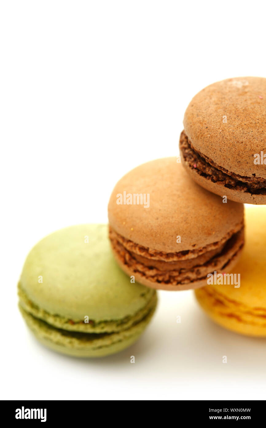 Colorful macaroons on white background Stock Photo - Alamy