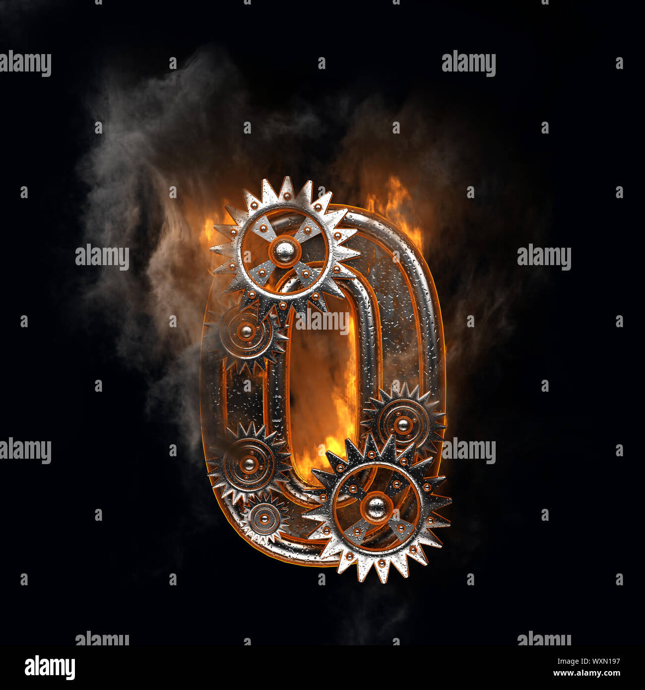 burning figure with gears Stock Photo - Alamy