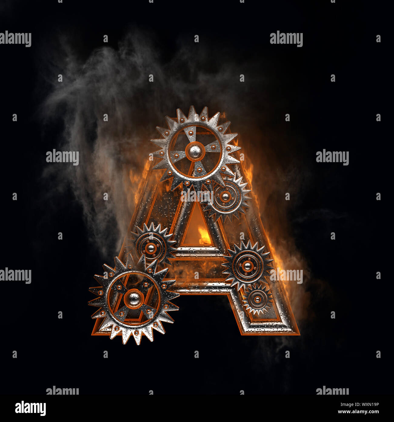 Burning figure gears hi-res stock photography and images - Alamy