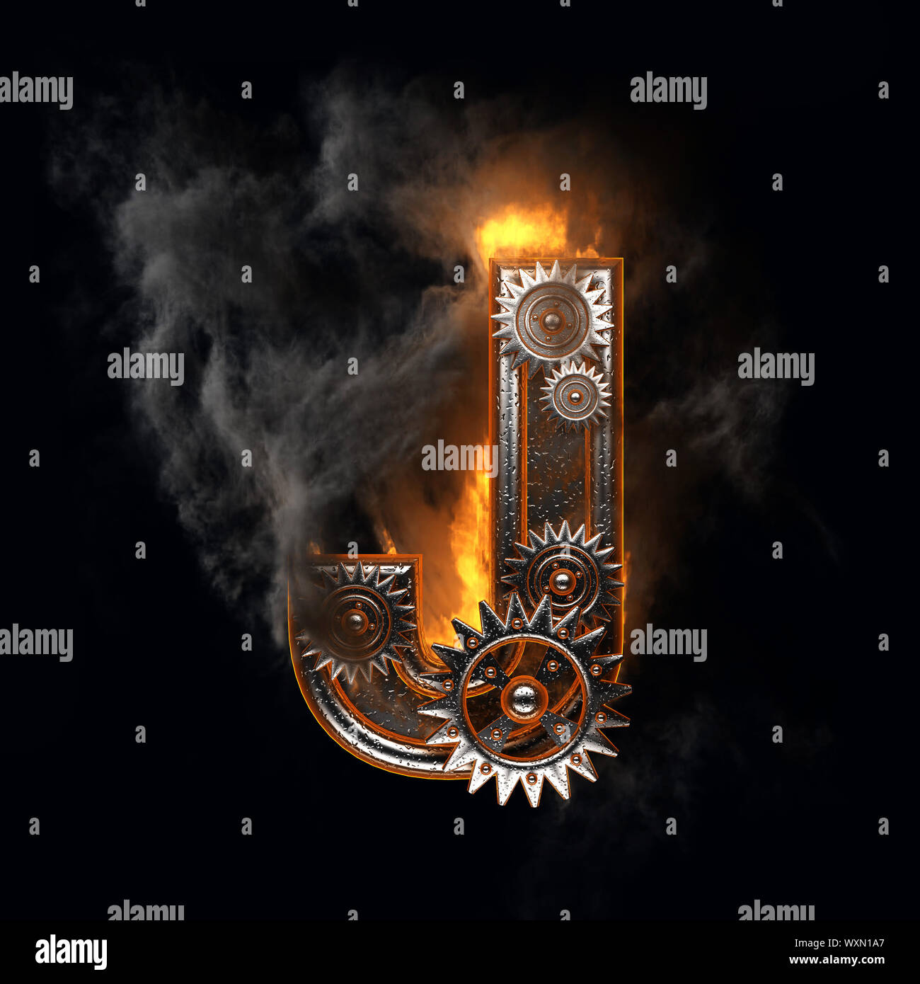 burning figure with gears Stock Photo - Alamy