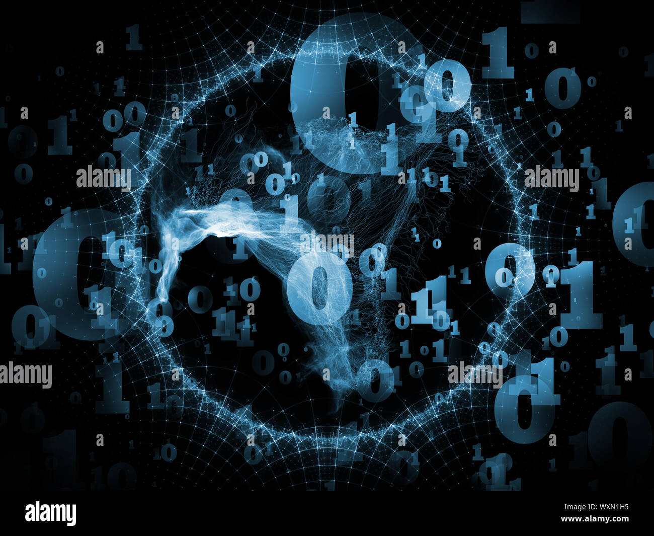Number in Space series. Backdrop composed of numbers, fractal textures ...