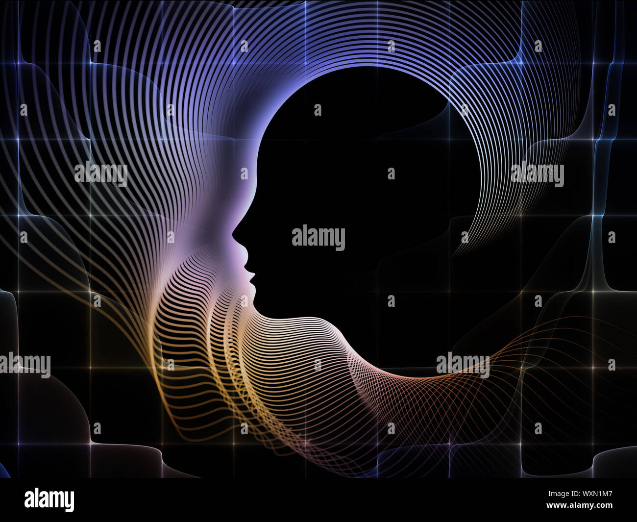 Geometry of Soul series. Interplay of profile lines of human head on ...