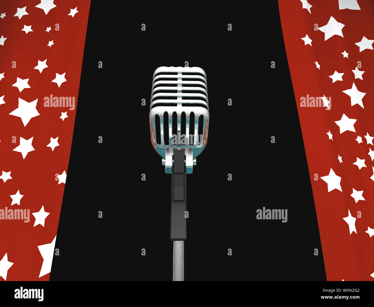 Microphone And Curtains Showing Concerts Or Talent Competition Stock ...