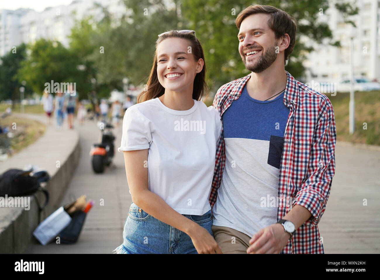 Attractive girl walking around city hi-res stock photography and images ...