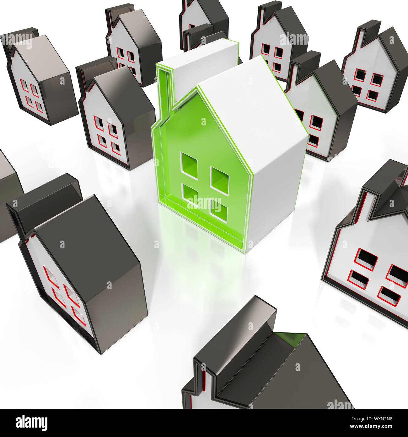 House Symbols Means Property Or Buildings For Sale Stock Photo - Alamy