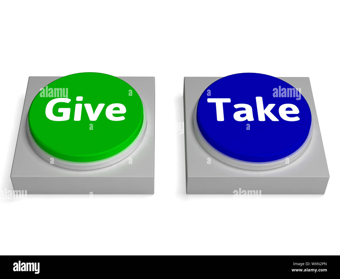 Give Take Buttons Showing Giving Or Taking Stock Photo - Alamy