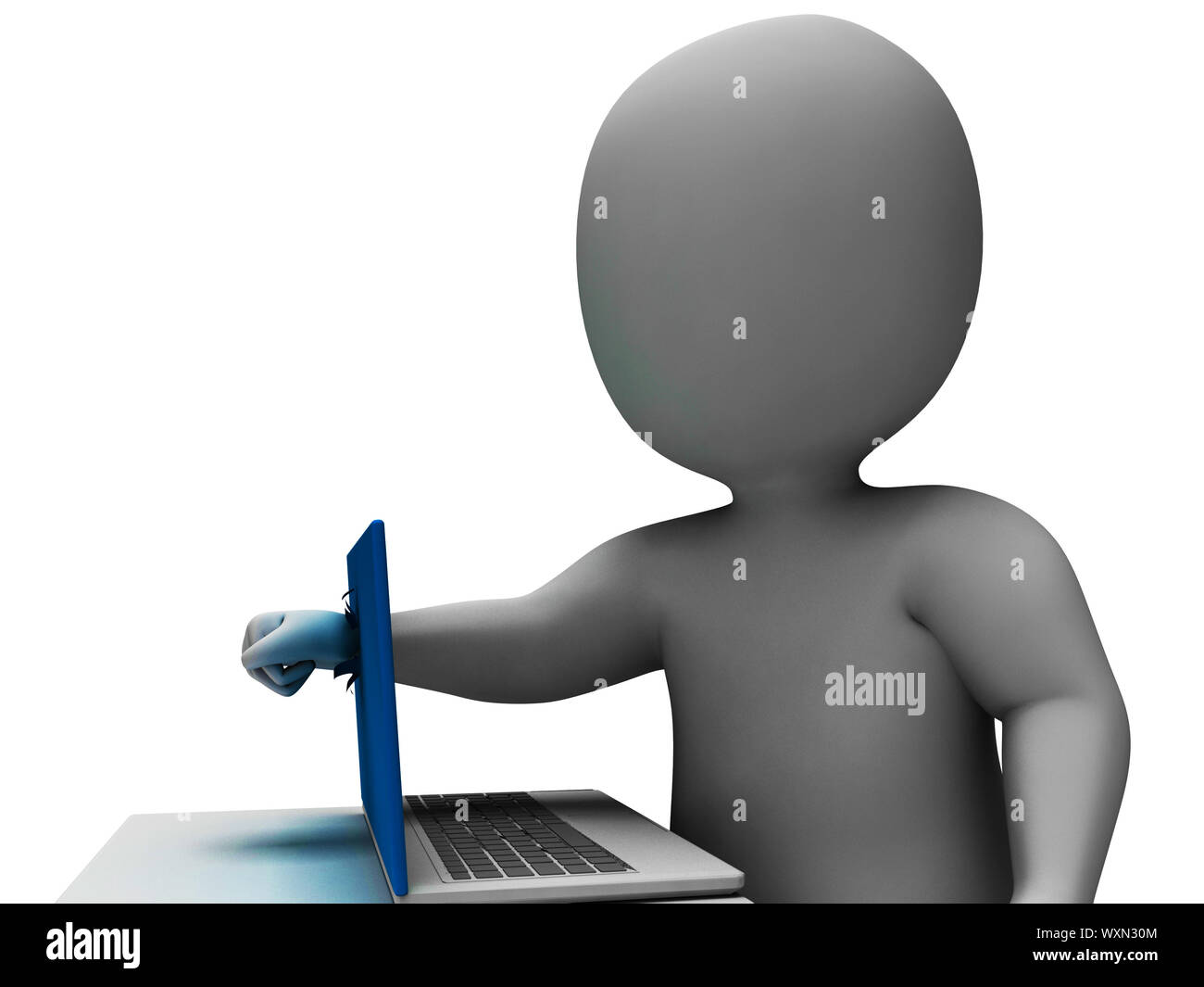 Punching Computer Showing Anger Fury And Stress Stock Photo - Alamy
