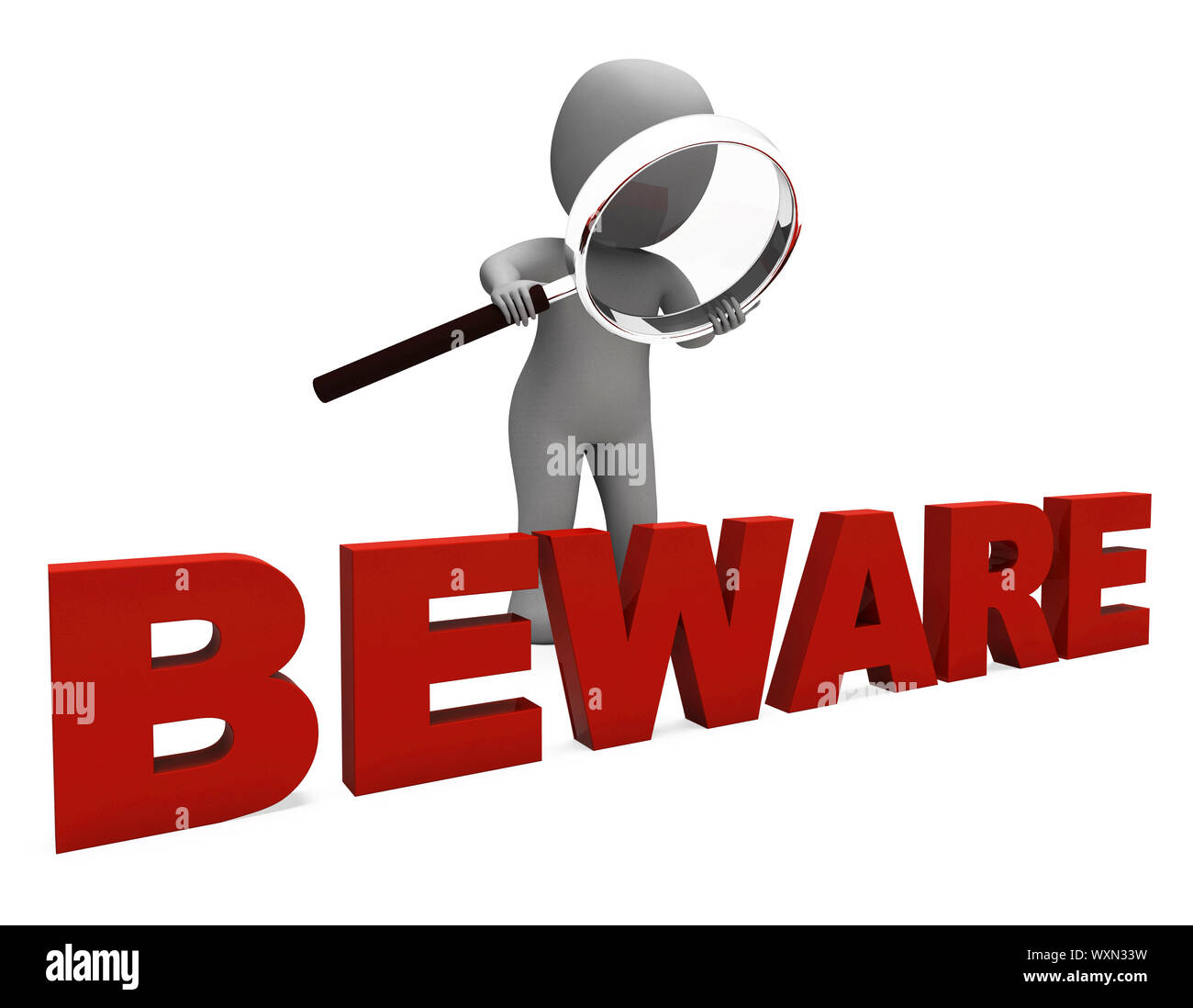Beware Character Meaning Caution Dangerous Or Warning Stock Photo - Alamy