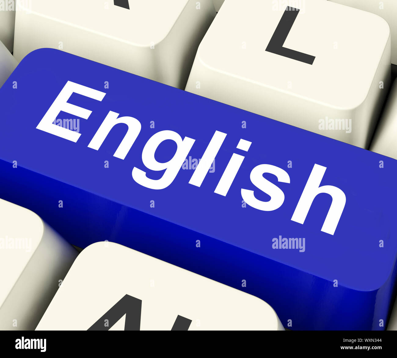 English Key On Keyboard Meaning British Language Stock Photo - Alamy
