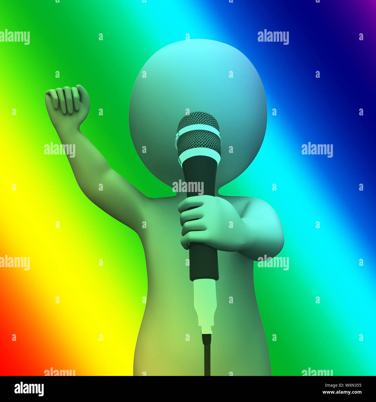 Singer character microphone showing singing hi-res stock photography ...