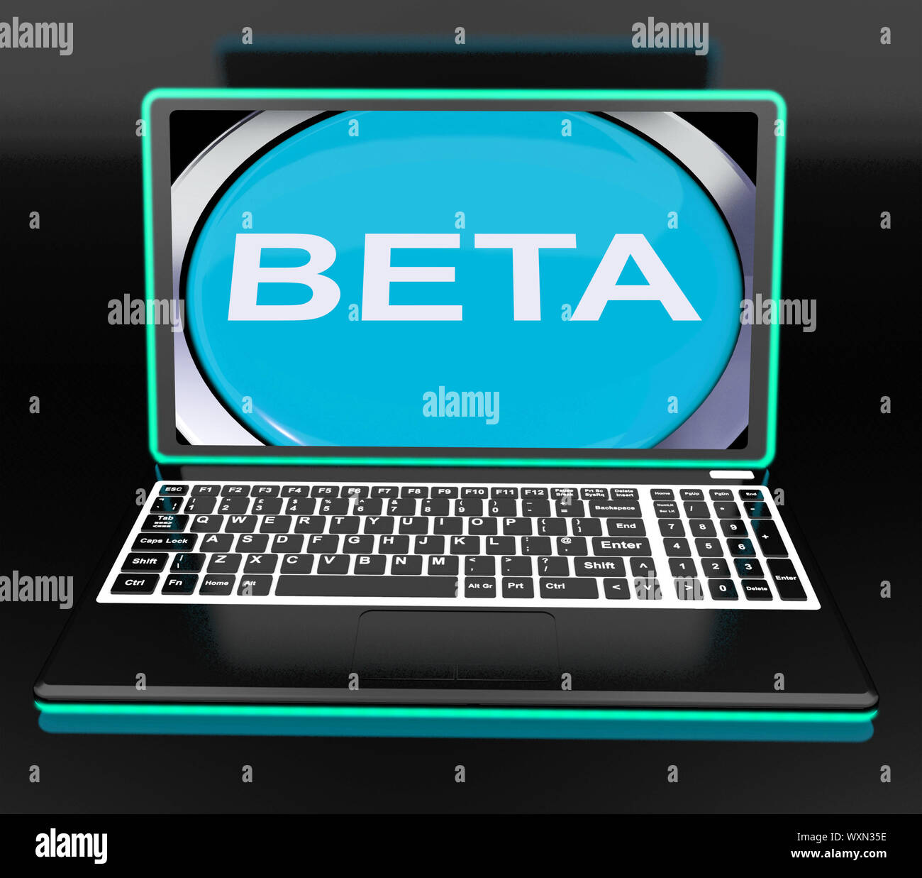 Beta On Laptop Showing Online Trial Software Or Development Stock Photo ...