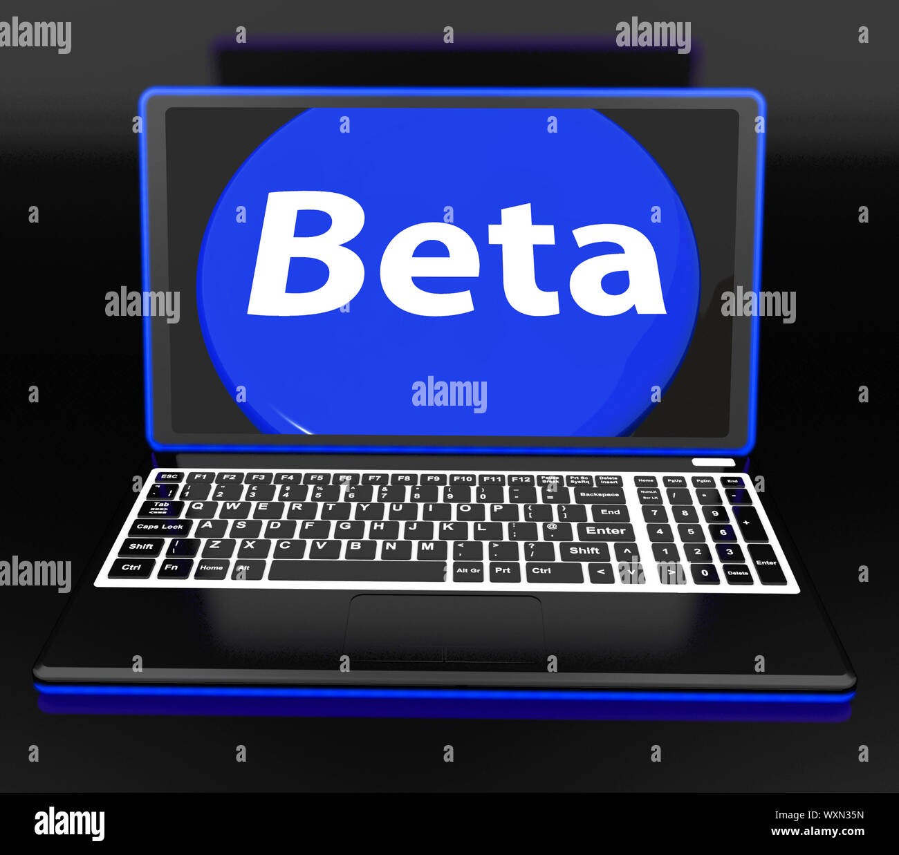 Beta On Laptop Showing Online Demo Software Or Development Stock Photo ...