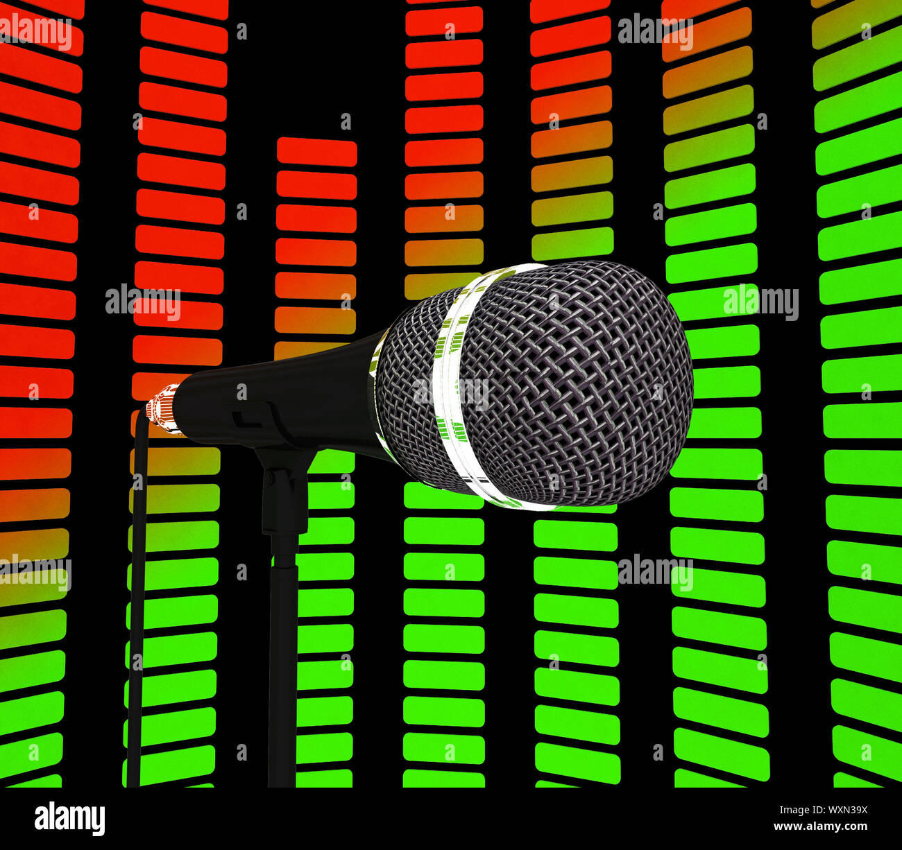Graphic Equalizer And Microphone Showing Pop Music Soundtrack Or ...