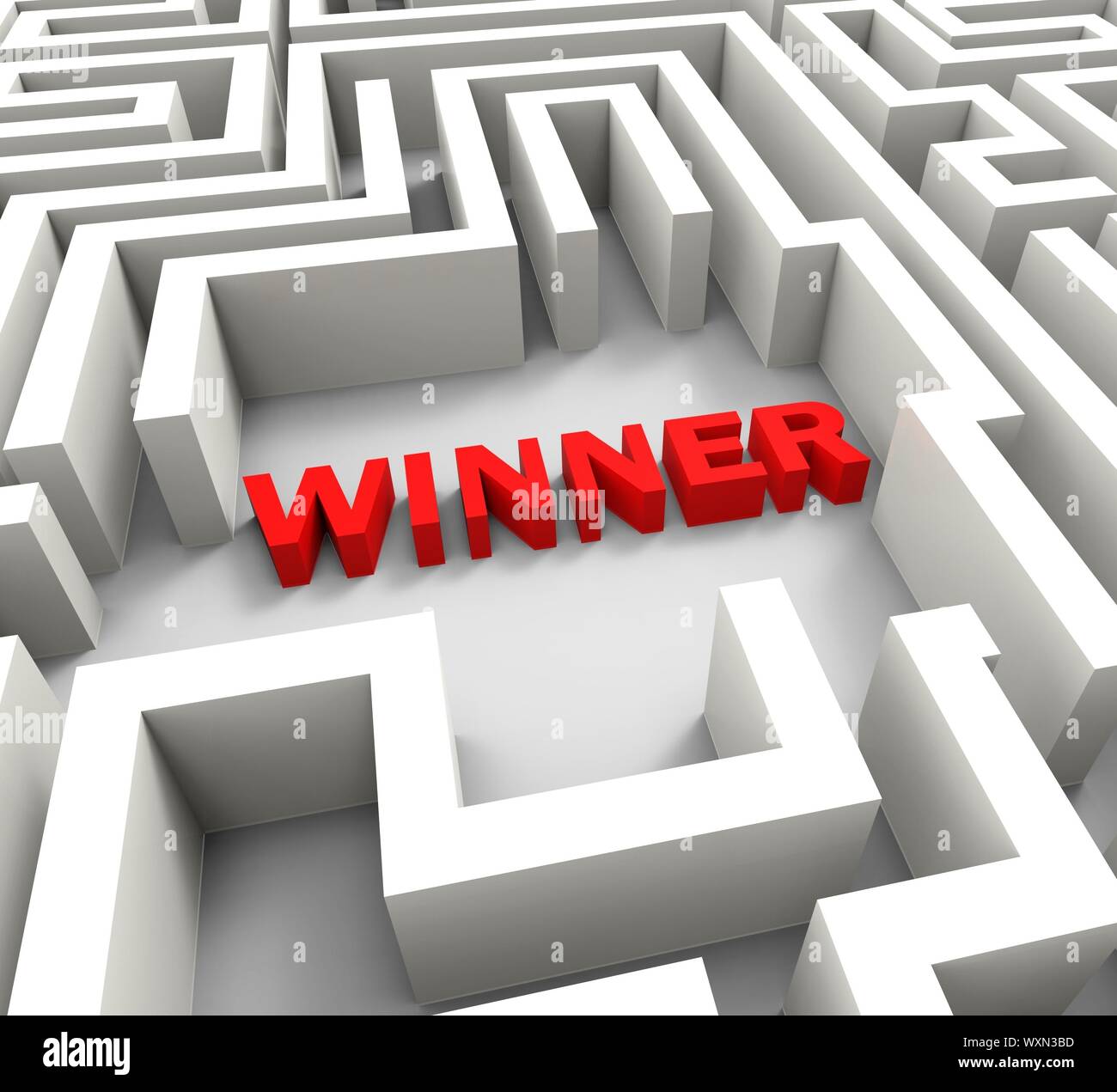 Winner In Maze Showing Puzzle Solution Or Solved Stock Photo - Alamy