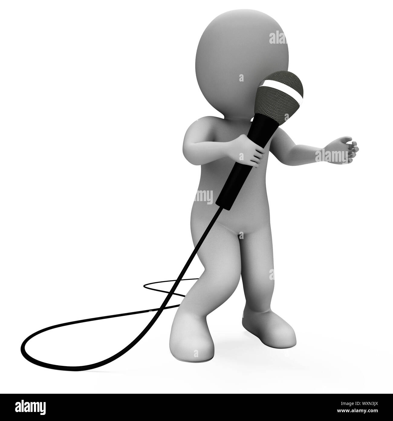 Singer Character With Microphone Showing Singing Or Talent Concert ...