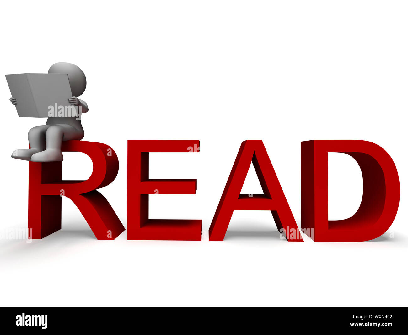 3d Character Reading Showing Intellect And Literacy Stock Photo - Alamy