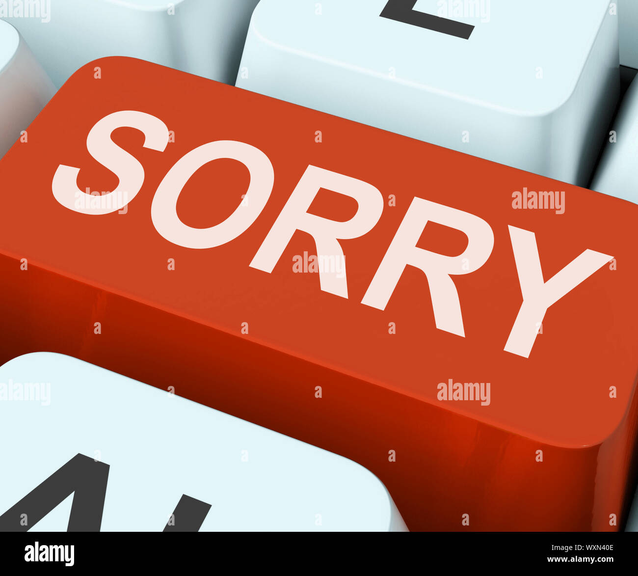 Sorry Key Showing Online Apology Or Regret Stock Photo - Alamy