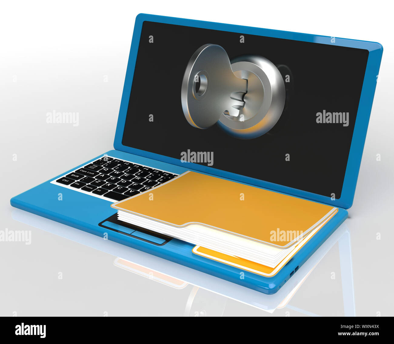 Key And File On Computer Showing Private Password Or Unlocking Stock ...