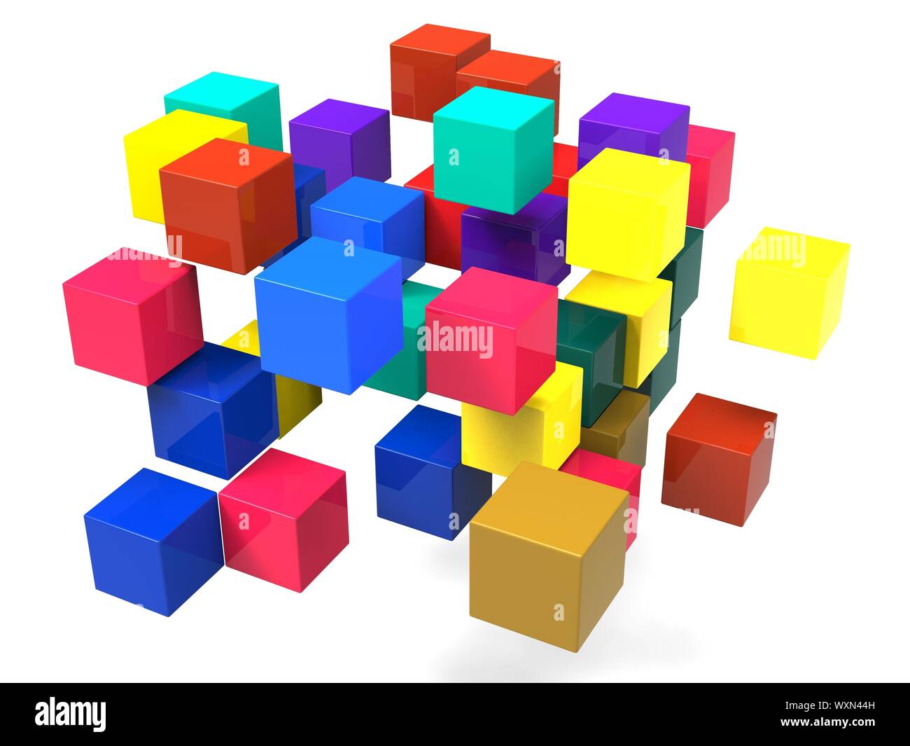 Exploding Blocks Shows Scattered Puzzle And Explosion Stock Photo - Alamy