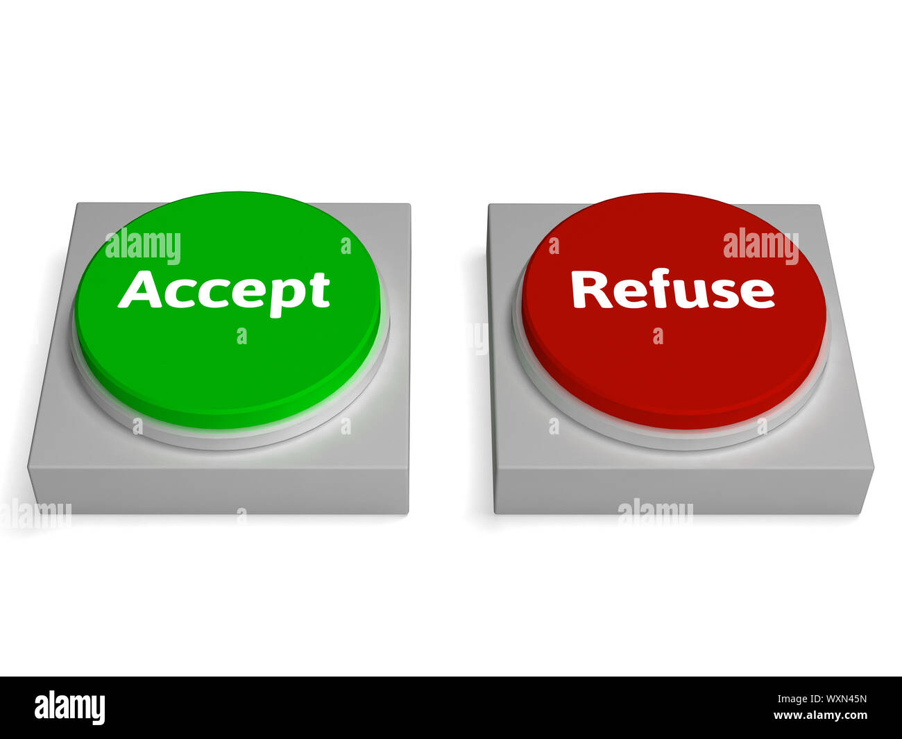 Accept Refuse Buttons Showing Accepted Or Refused Stock Photo - Alamy