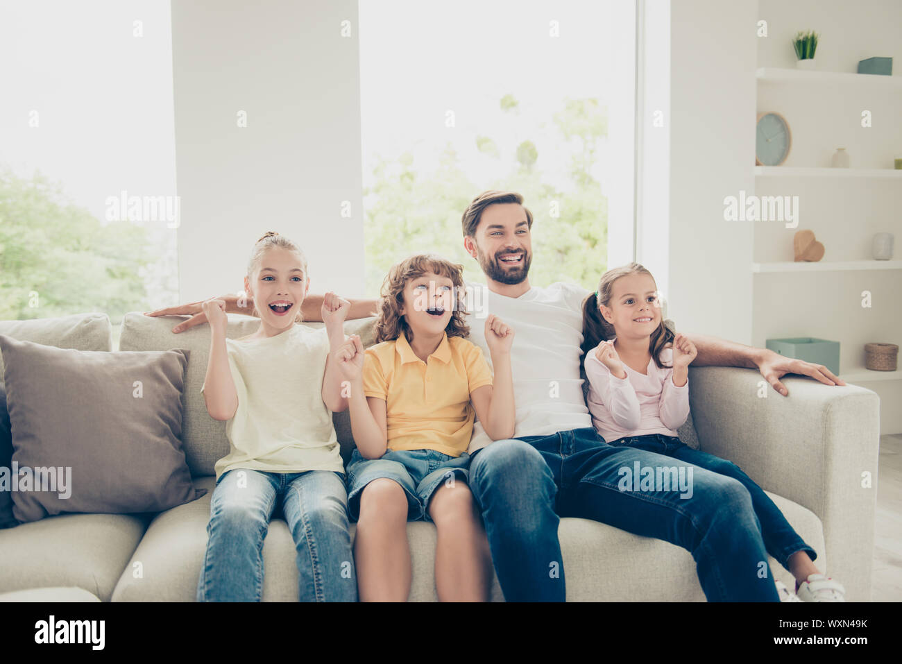 Relax, rest, carefree, careless concept. Photo of single father Stock ...