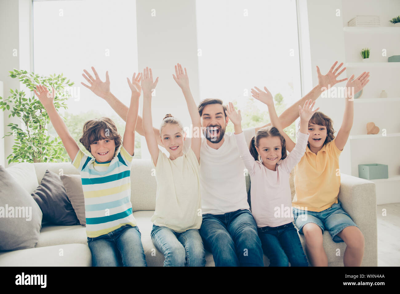 Success, win, winner, concept. Leisure together. Funny family pe Stock ...