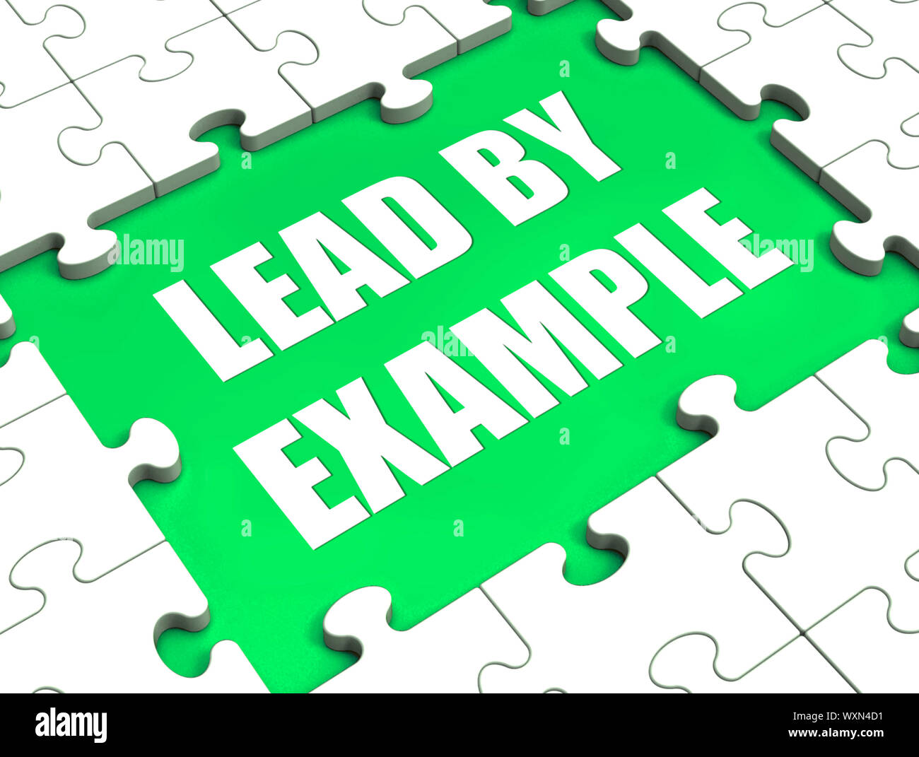 Lead By Example Puzzle Showing Leading Leadership And Motivation Stock