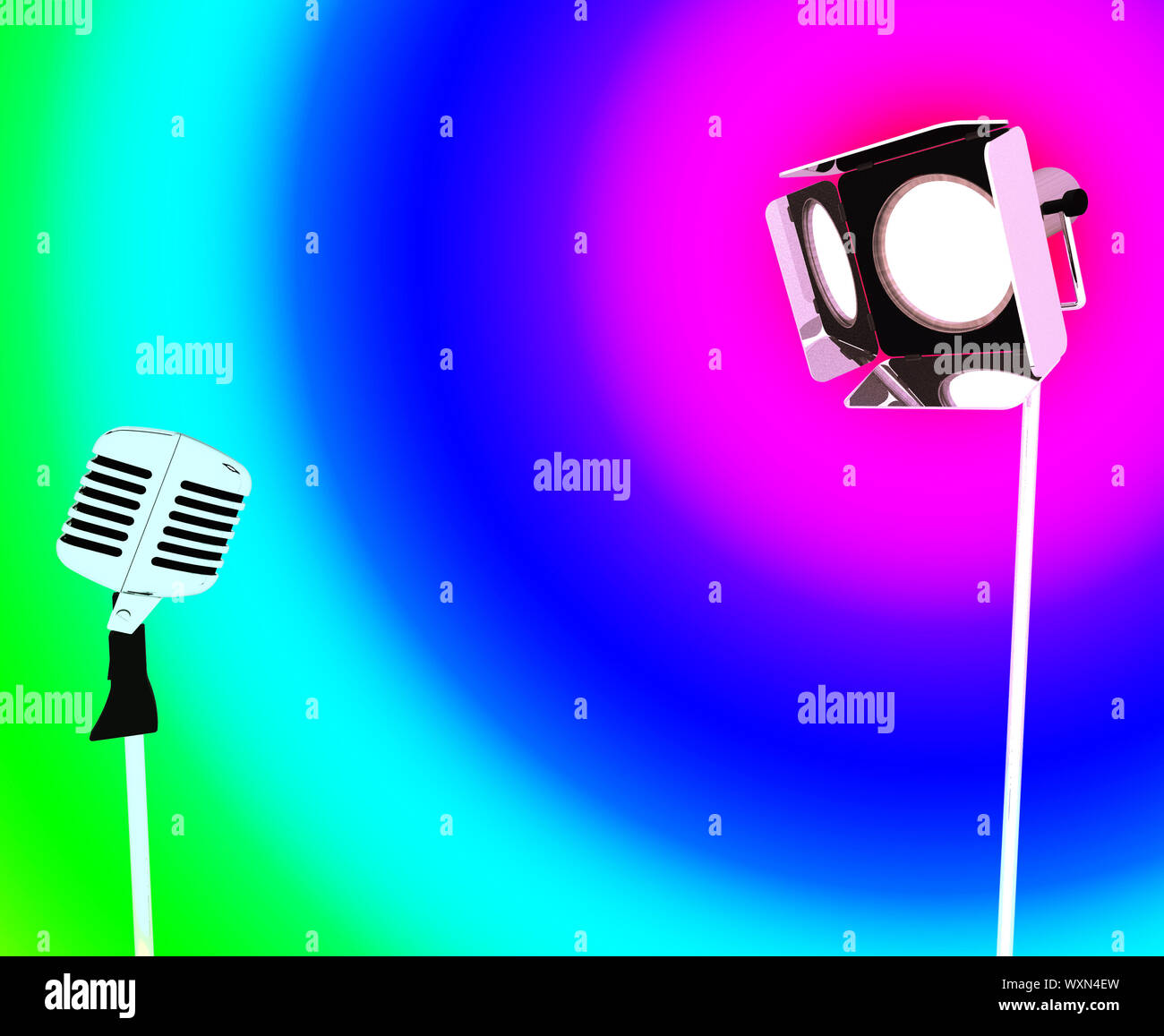 Spotlight And Microphone Showing Concert Entertaining Or Talent Stock ...