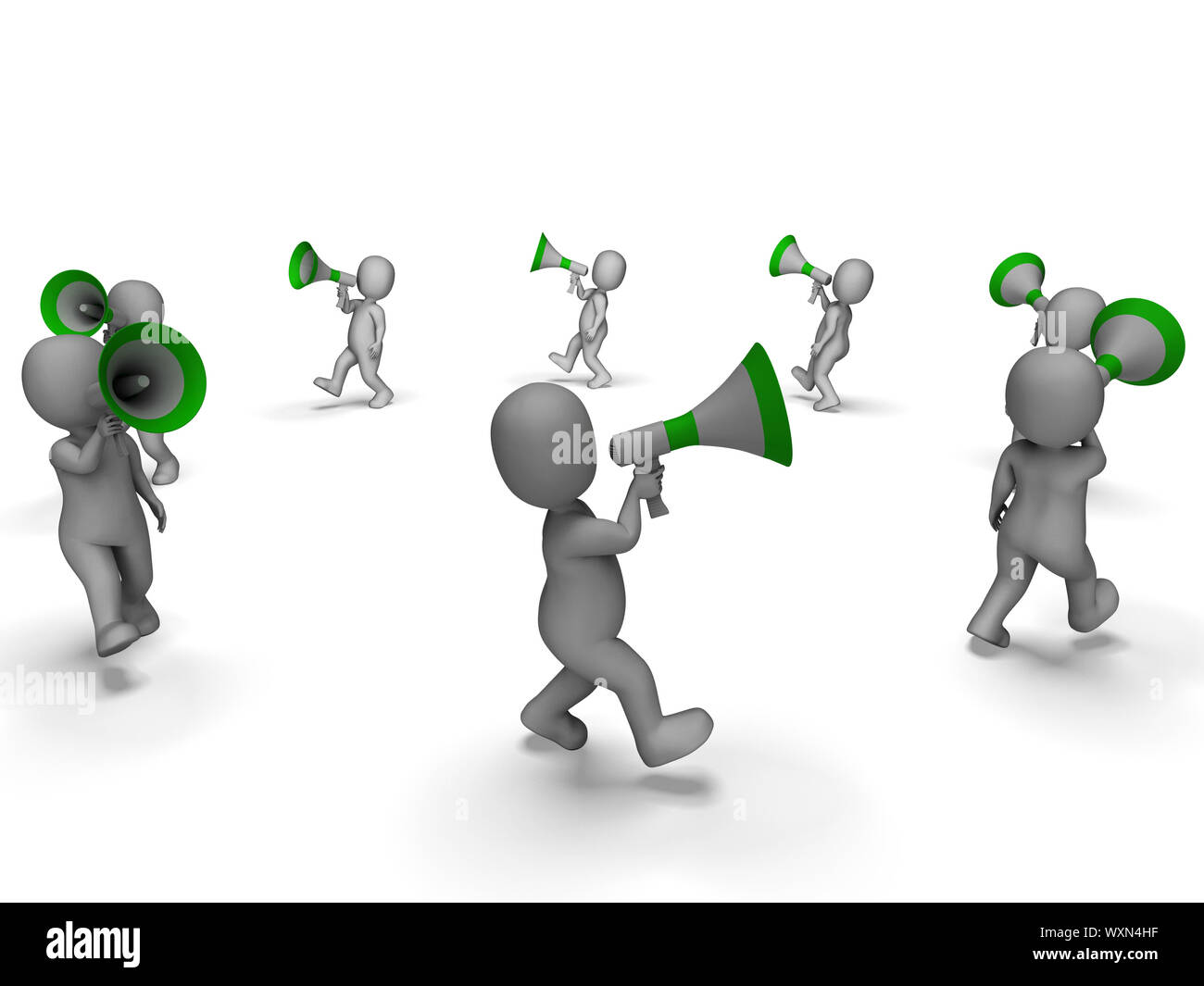 Characters With Loud Hailers Showing Announcing Information Or Shouting ...