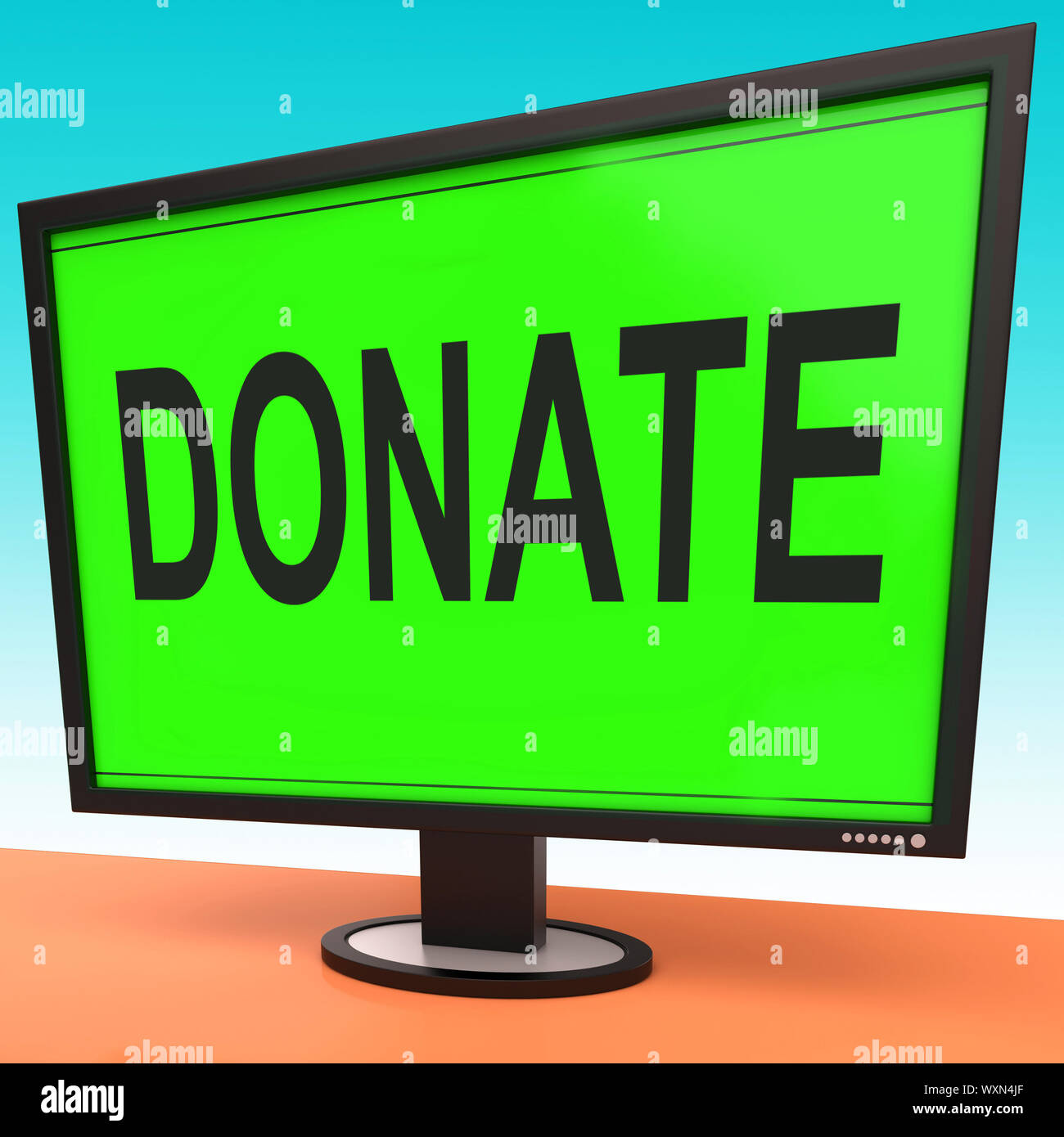 Donate Computer Showing Charity Donating And Fundraising Stock Photo ...