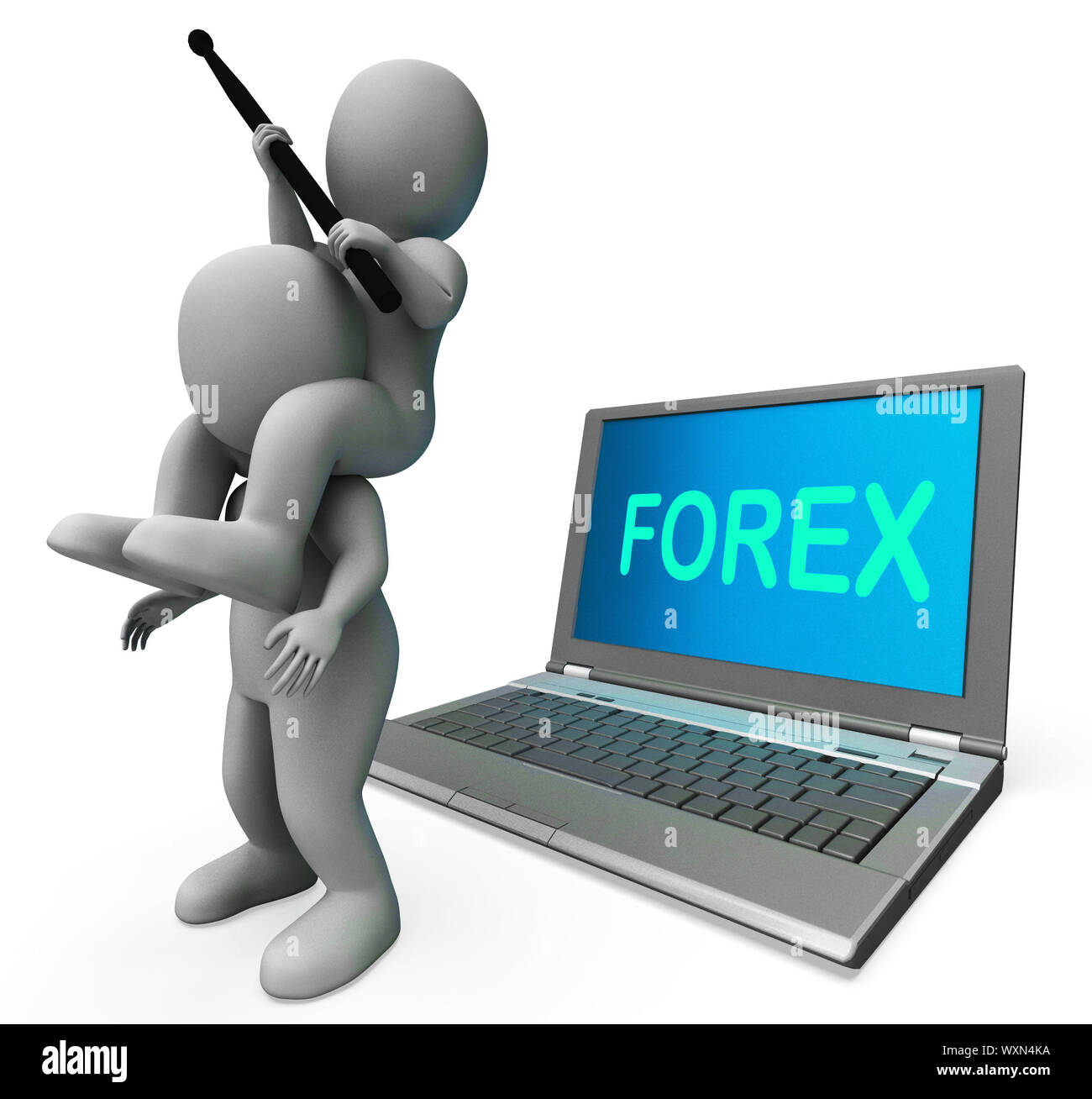 Forex Characters Laptop Showing Worldwide Fx Or Foreign Currency ...