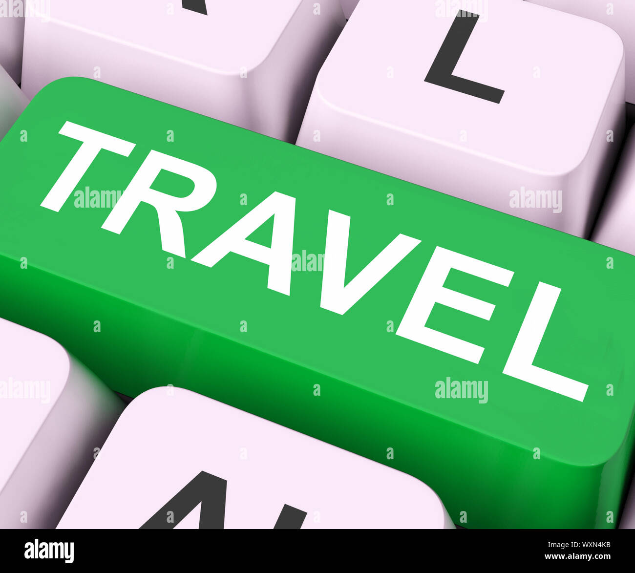 Travel Key On Keyboard Meaning Explore trip Or Journeys Stock Photo - Alamy