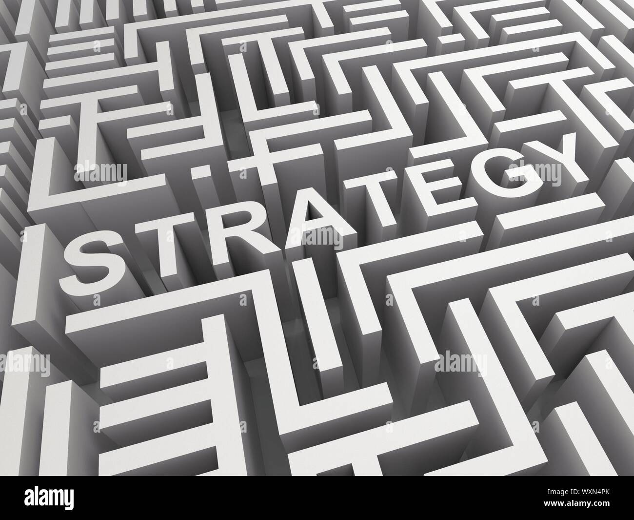 Strategy Word In Maze Shows Blueprint Or Game Plan Stock Photo - Alamy