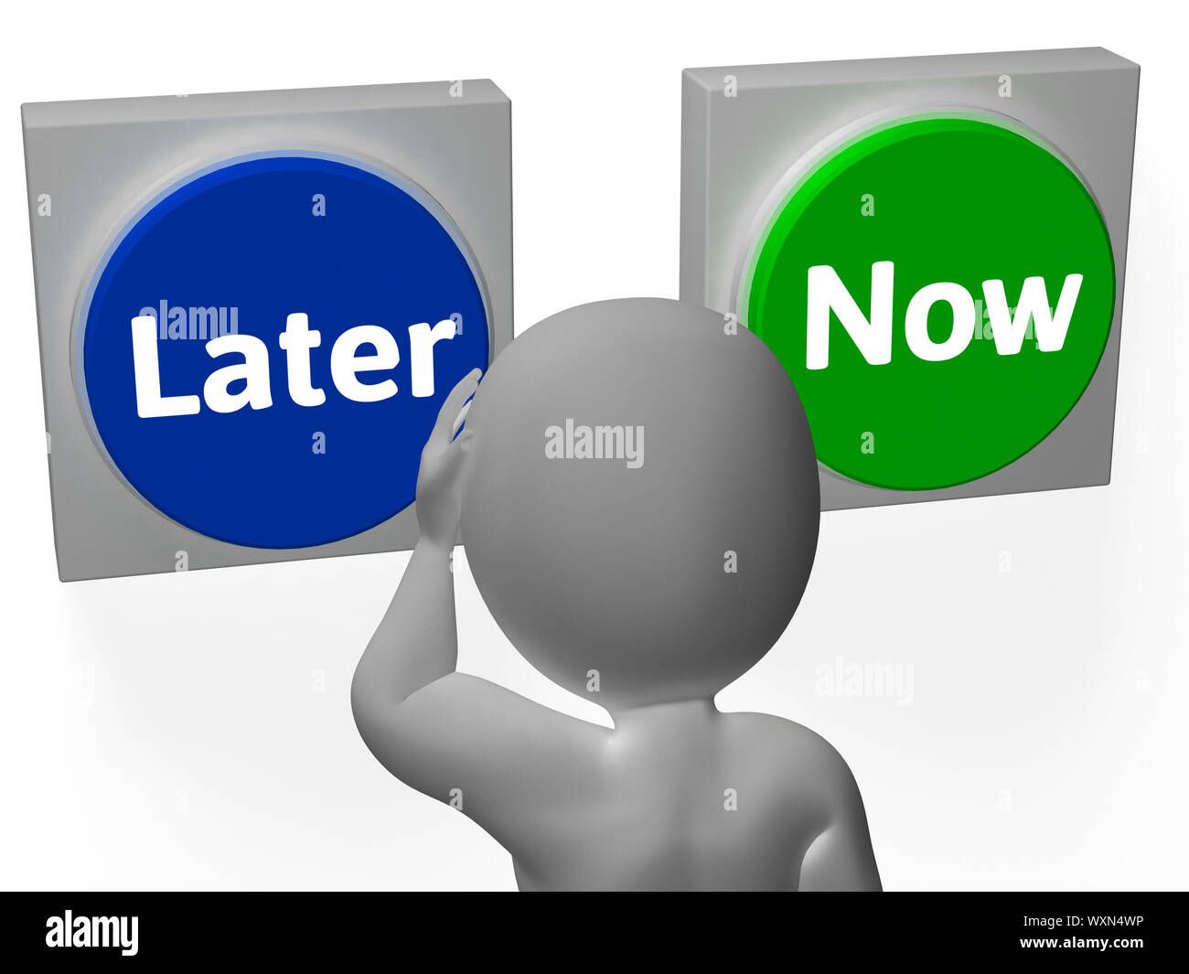 Later Now Buttons Showing Wasting Time Or Procastination Stock Photo ...