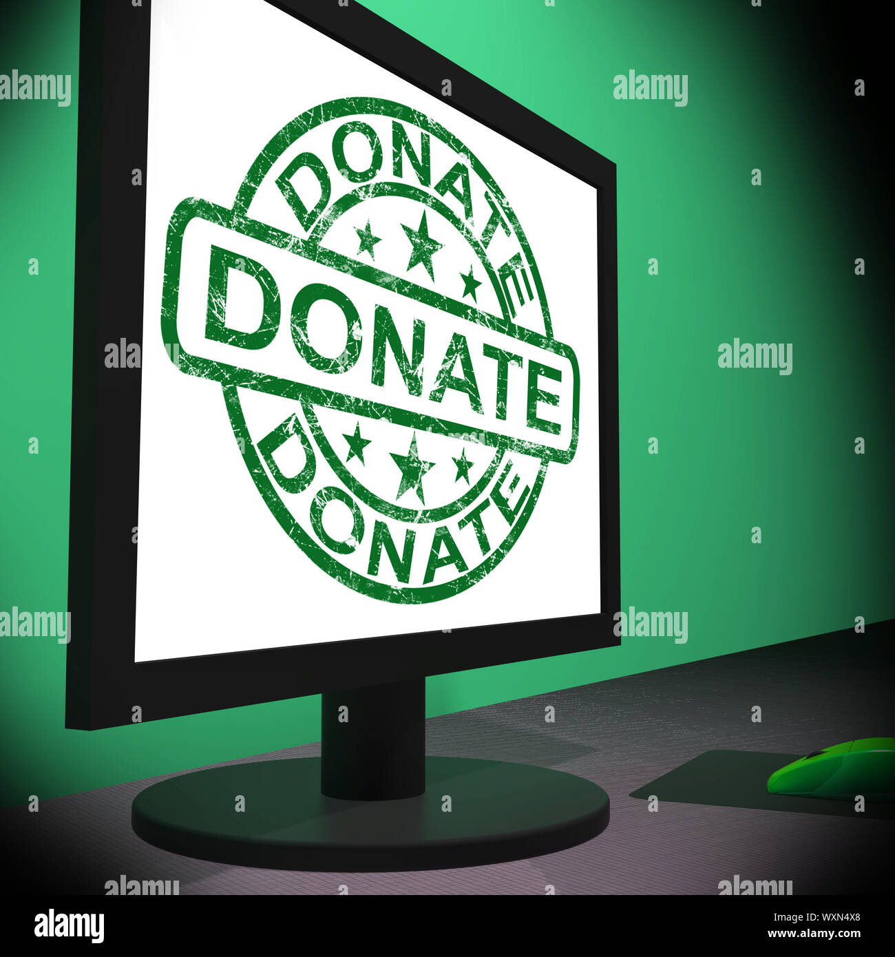 Donate Computer Showing Charitable Donating And Fundraising Stock Photo ...