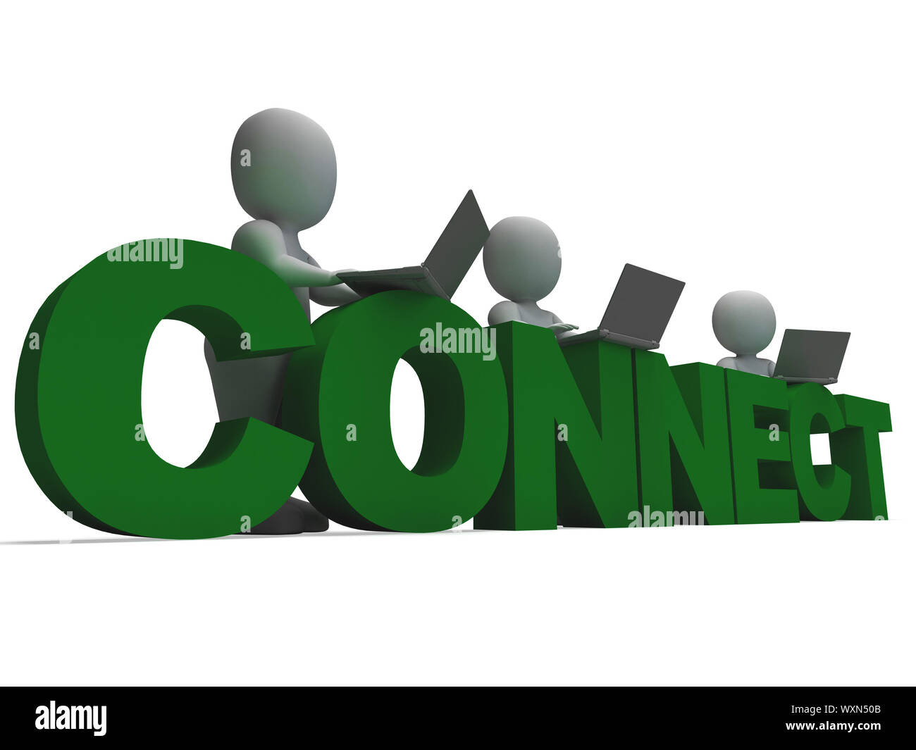 Connect Word 3d Character Showing World Wide Web Stock Photo - Alamy