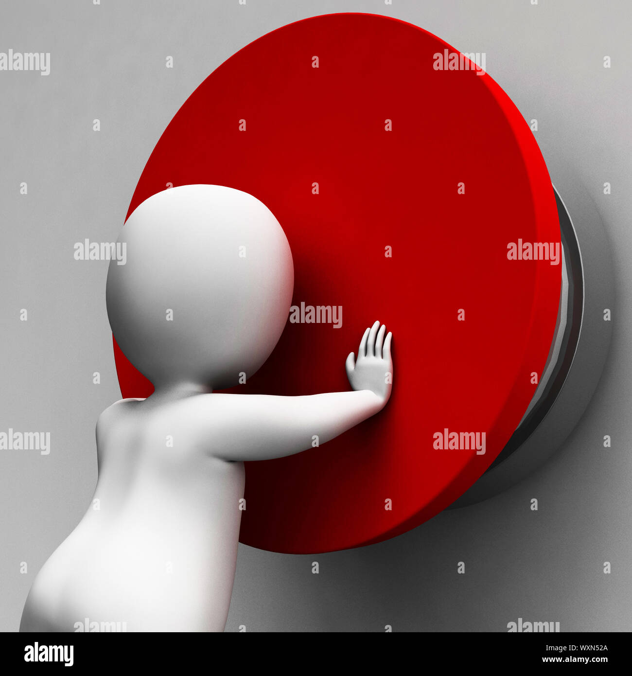 Man Pushing Button Showing Controlling Or Panic Stock Photo - Alamy