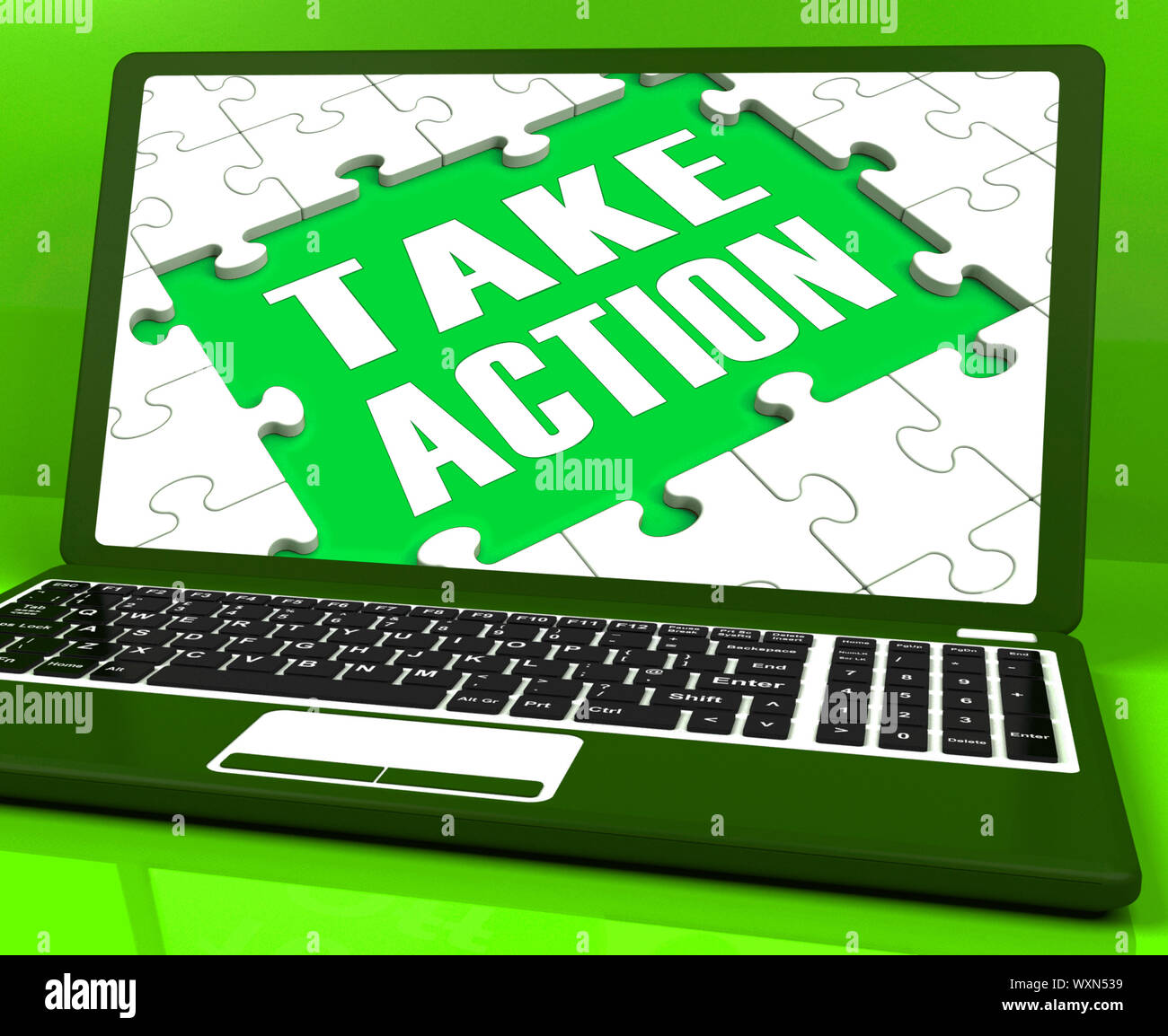 Take Action Laptop Means To Inspire And Motivate Stock Photo - Alamy