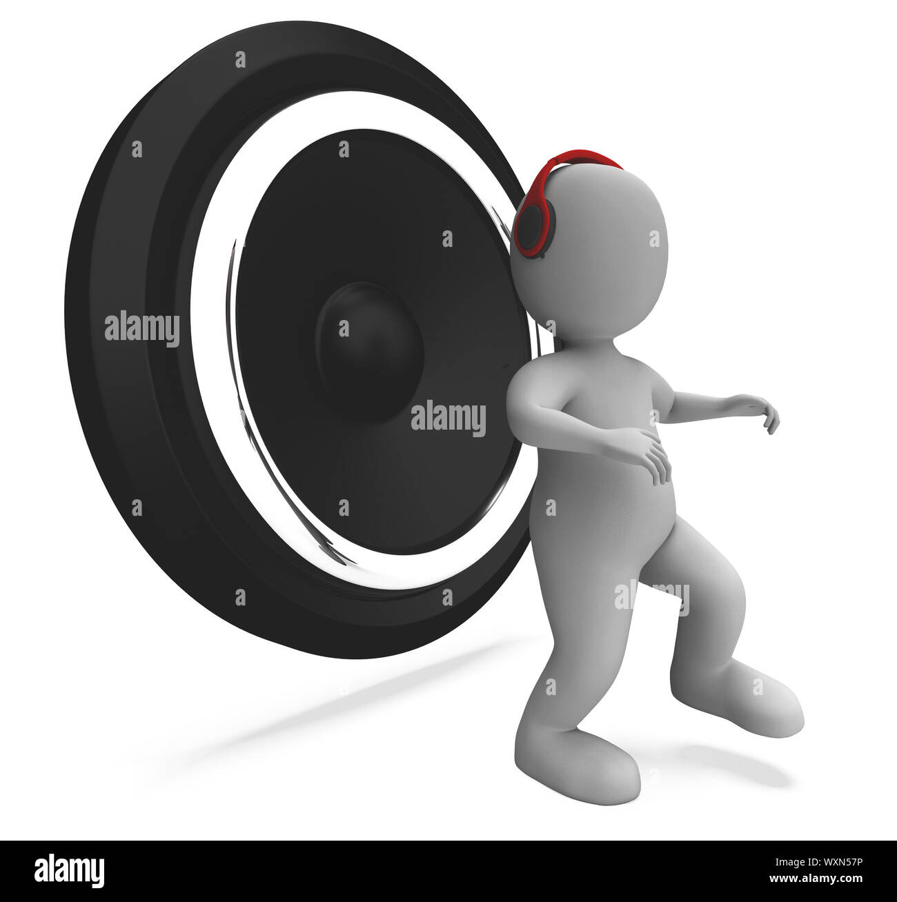 Music Listening Character Showing Headphones Speaker And Songs Stock ...