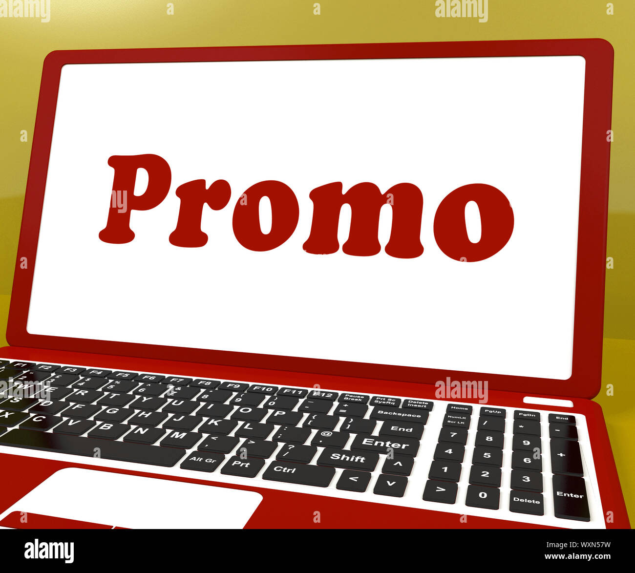 Promo Computer Showing Promotion Discounts And Reductions Stock Photo ...